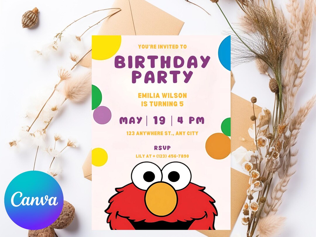 Editable Elmo Birthday Invitation | Sesame Street Digital Invite | Elmo ...