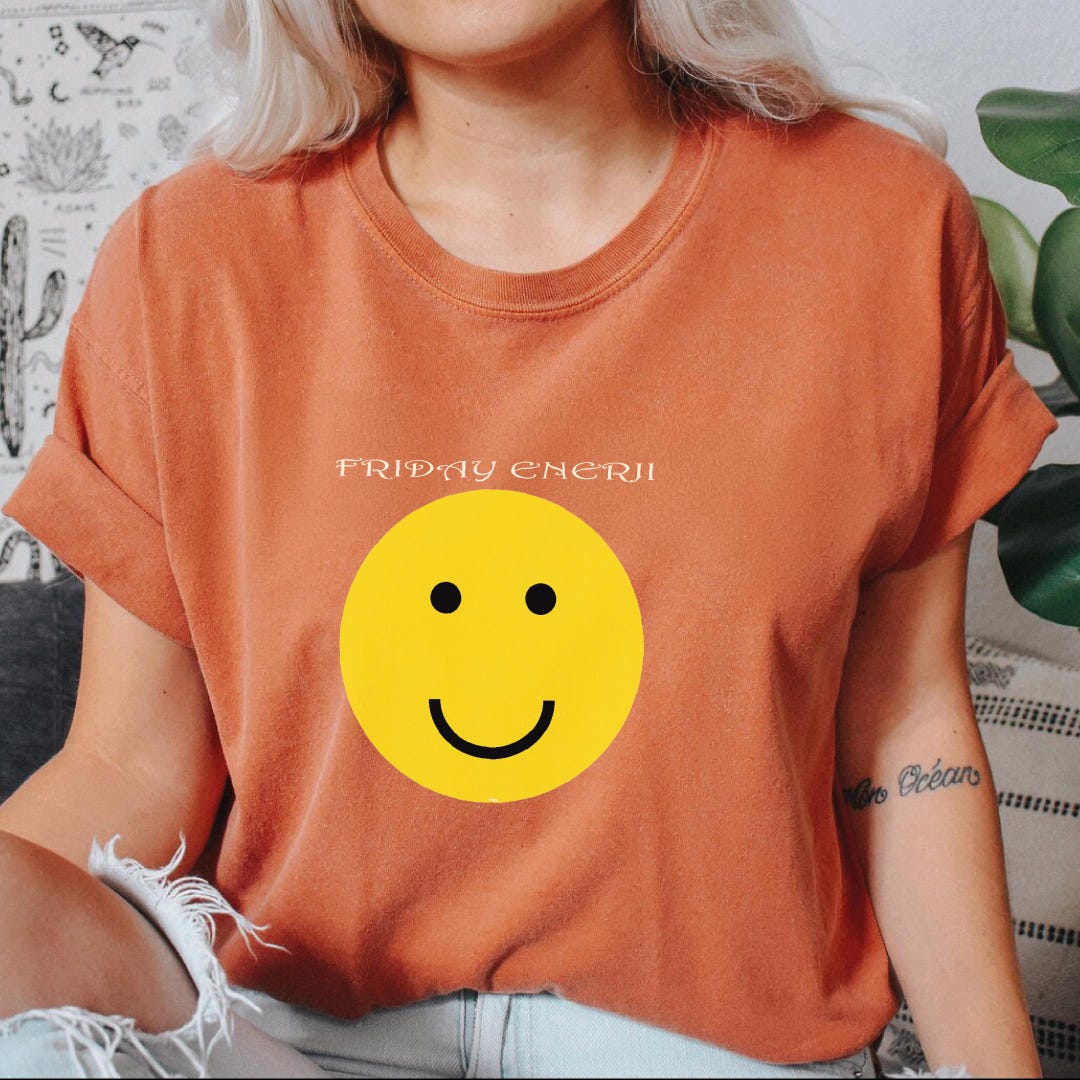 Smiley Face Friday Energy Tee, Weekend Happy Graphic Shirt - Etsy