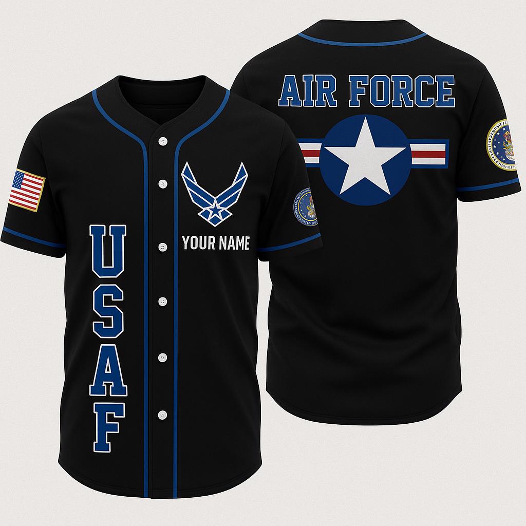 Custom USAF Baseball Jersey – Personalized U.S. Air Force Shirt With ...