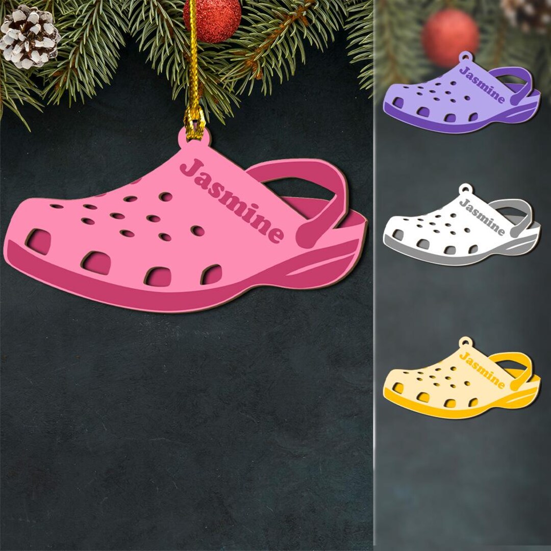 Personalized Croc Layered Wood Ornament, Croc Christmas Ornament ...