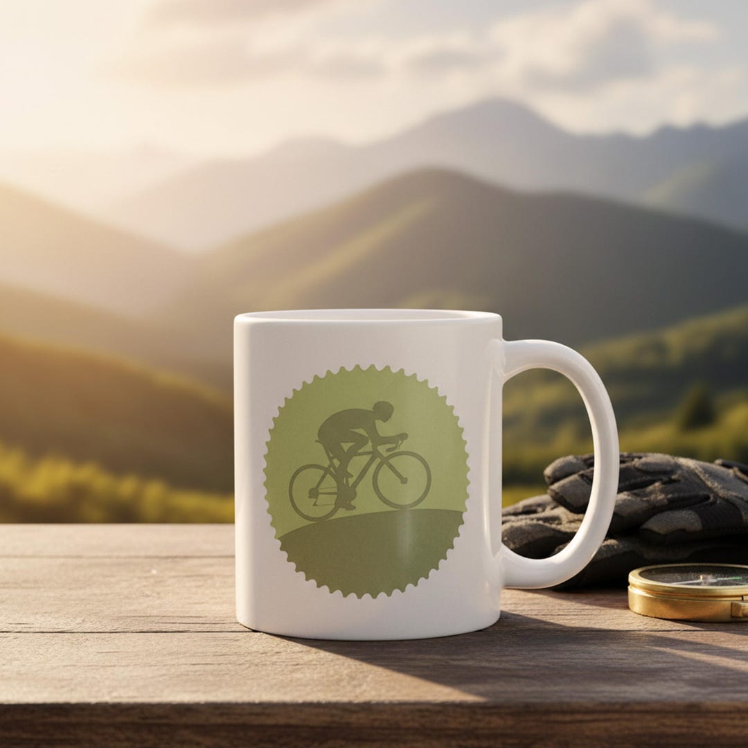 Custom Green Bicycle Mug, Ceramic Cup for Cycling, Customizable Mug for ...