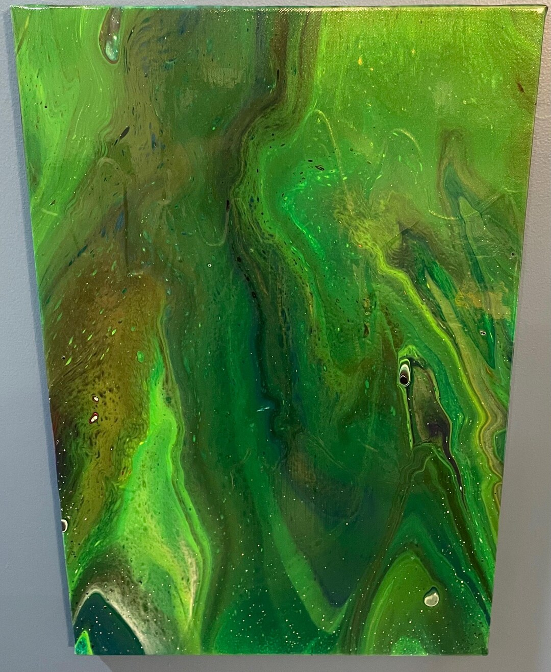 16x24, Green Pour Painting - Etsy
