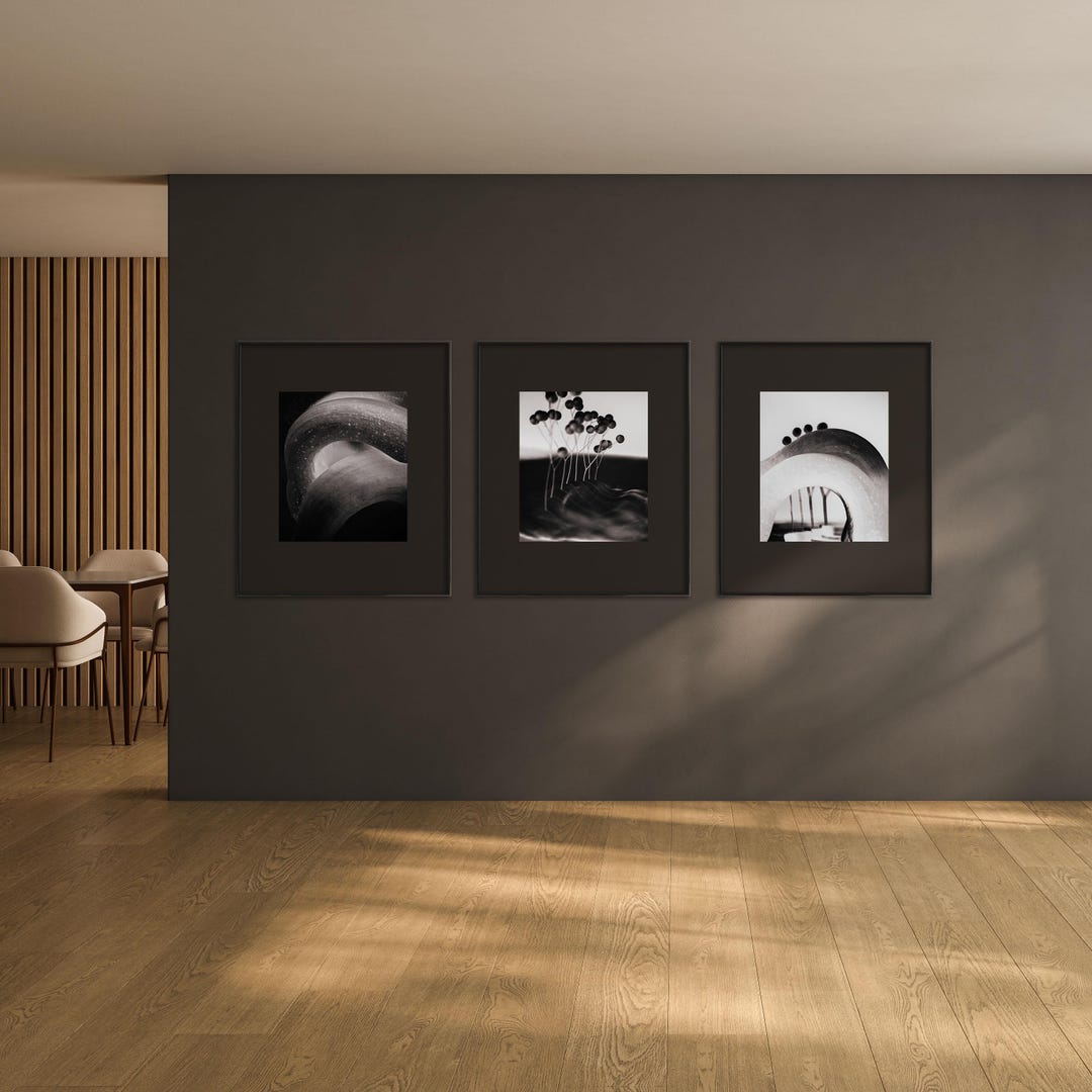 Black and White Abstract Photography Print Set: Modern Minimalist ...