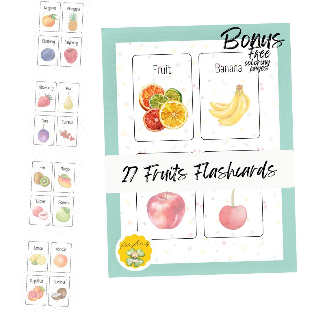 Fruits Flashcards for Toddlers Printable Learning Cards Educational PDF ...