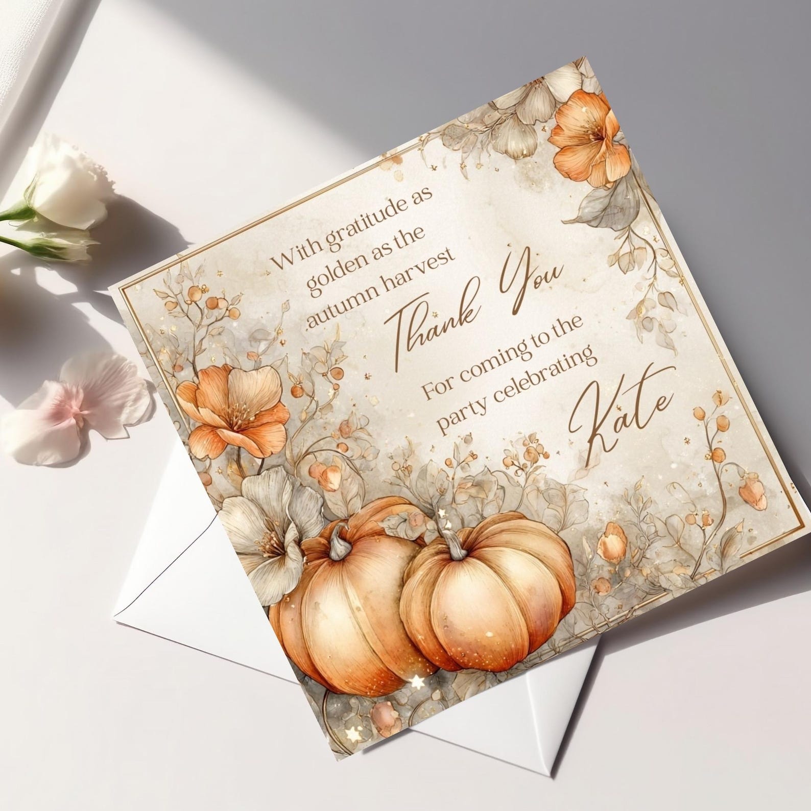 Fall Pumpkins Thank You Card Template, Editable Printable Autumn Party ...