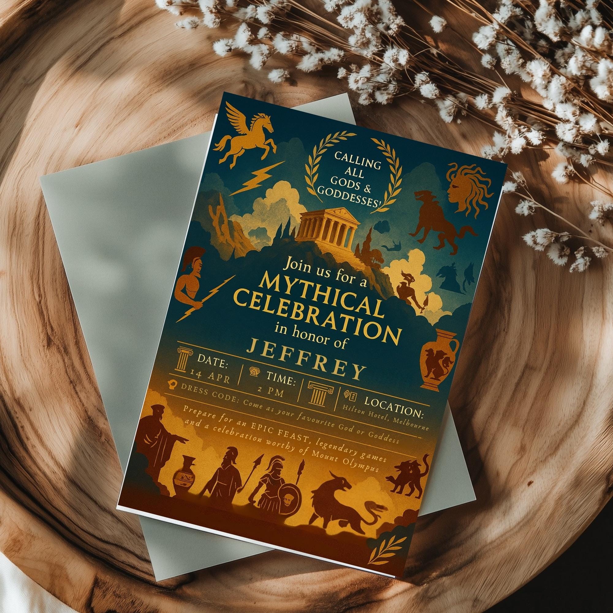 Greek Mythology Birthday Invitation Template, Party Design, Editable ...