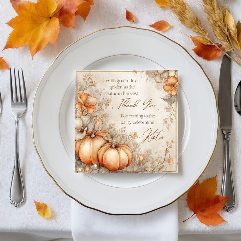 Fall Pumpkins Thank You Card Template, Editable Printable Autumn Party ...
