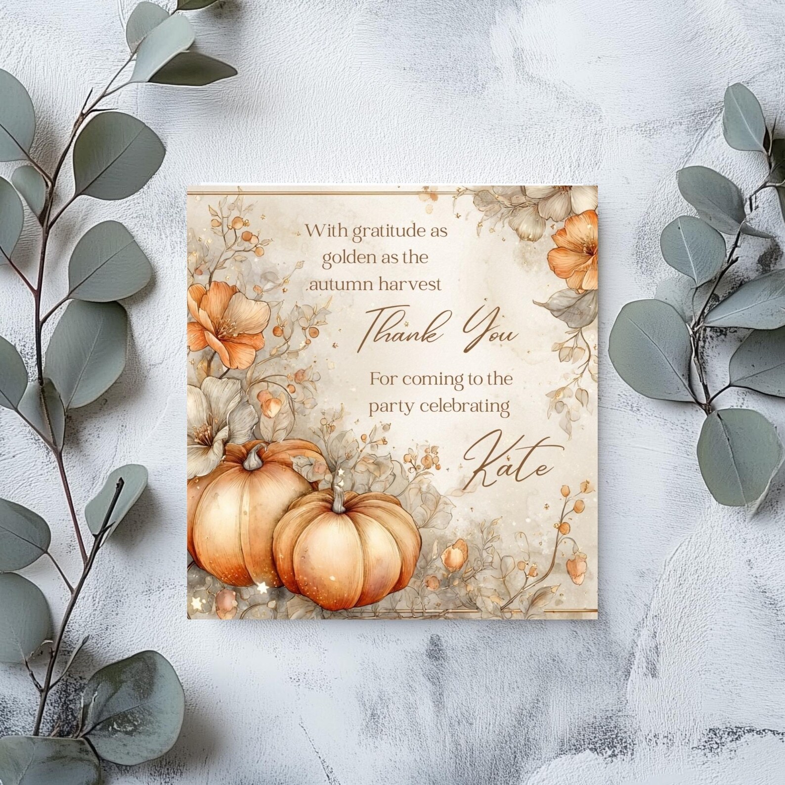 Fall Pumpkins Thank You Card Template, Editable Printable Autumn Party ...