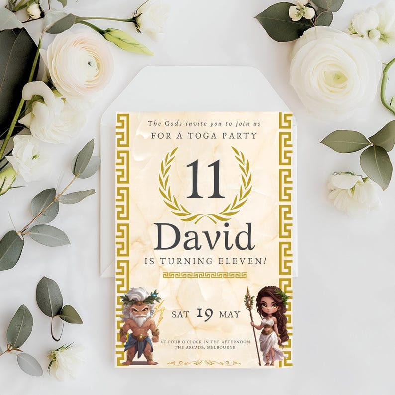 Greek Mythology Birthday Invitation Template, Party Design, Editable ...