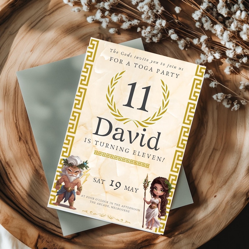 Greek Mythology Birthday Invitation Template, Party Design, Editable ...