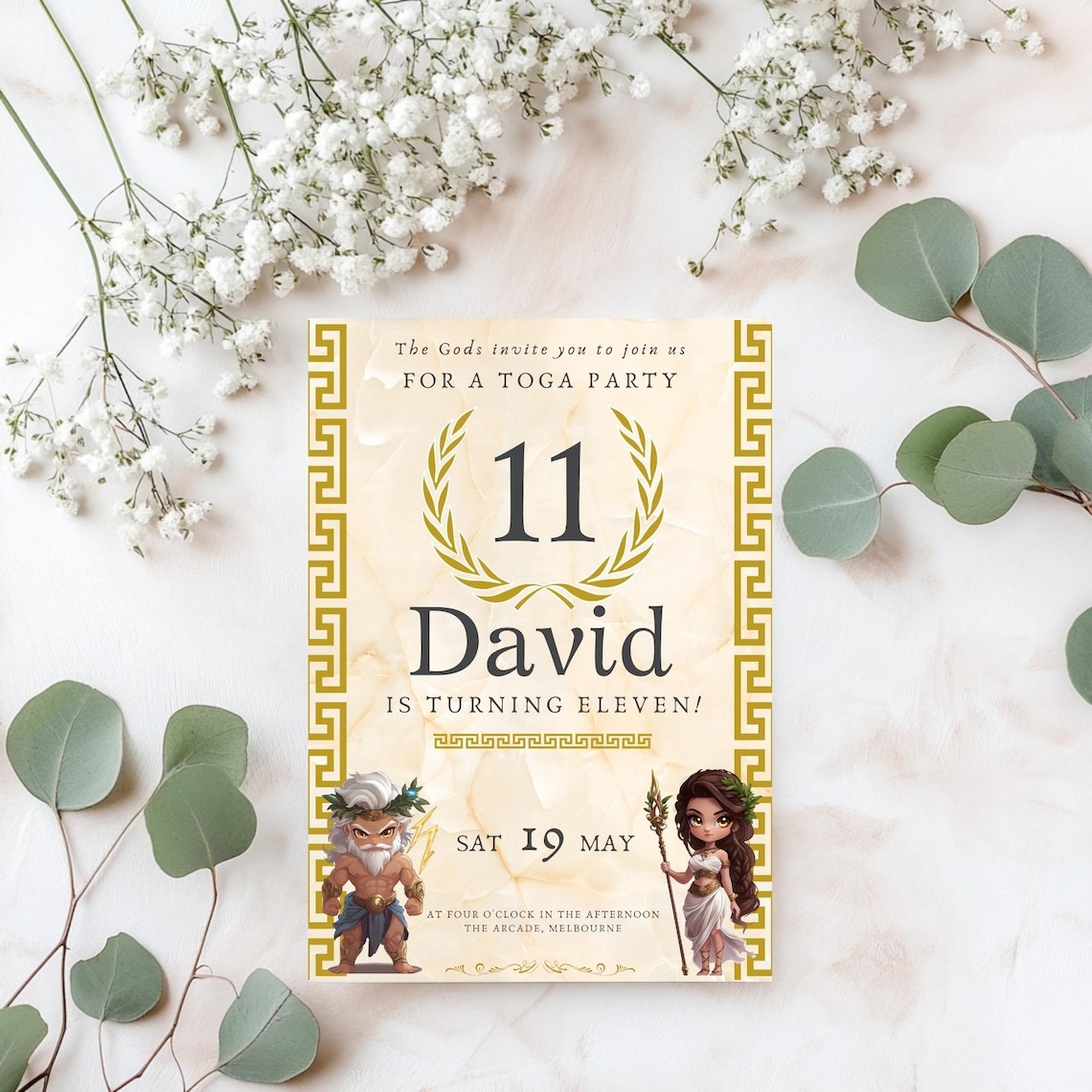 Greek Mythology Birthday Invitation Template, Party Design, Editable ...