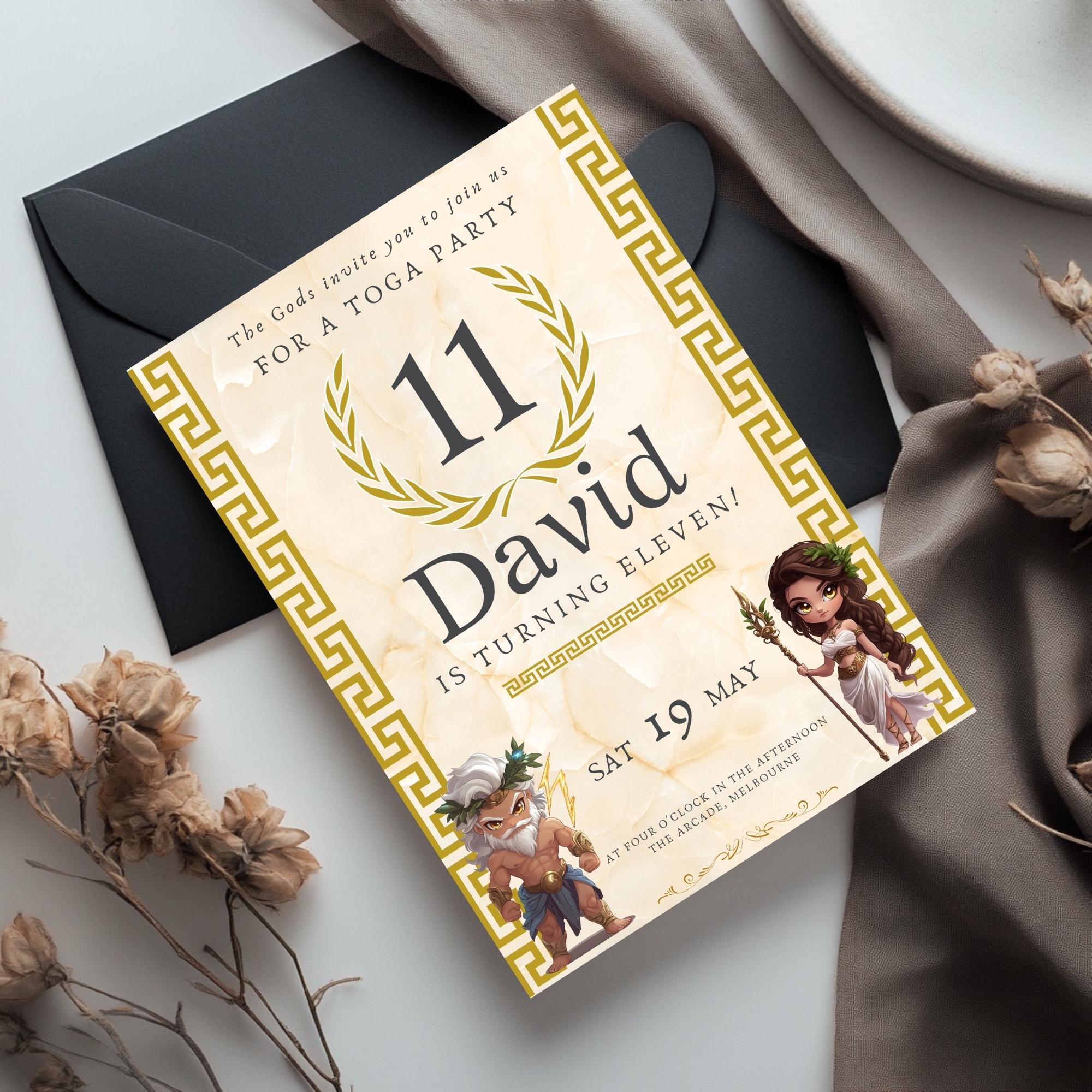 Greek Mythology Birthday Invitation Template, Party Design, Editable ...