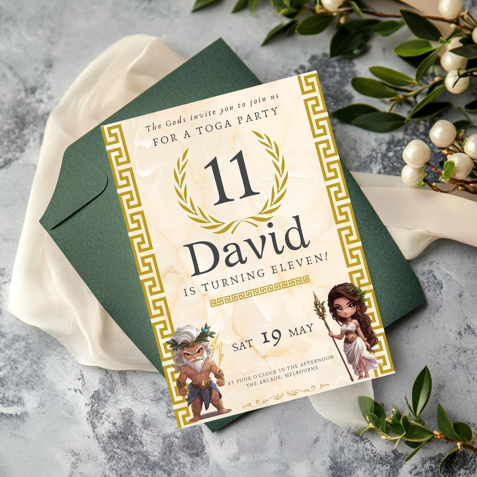 Greek Mythology Birthday Invitation Template, Party Design, Editable ...