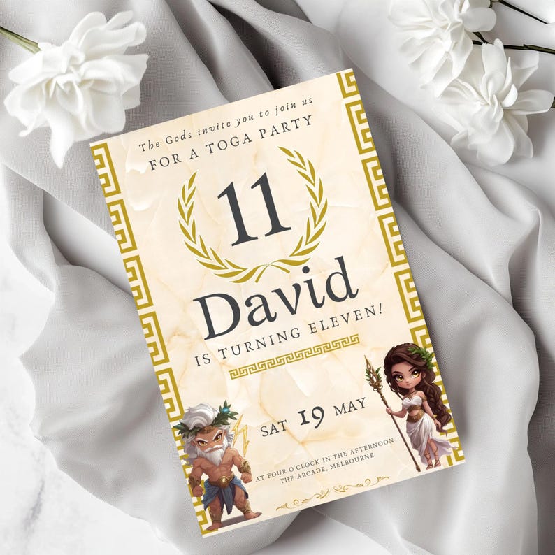 Greek Mythology Birthday Invitation Template, Party Design, Editable ...