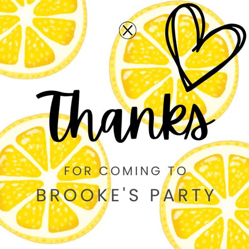 Lemon and Hearts Birthday Thank You Cards Template, Customisable ...