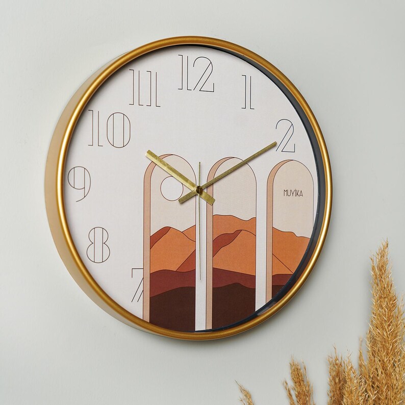 Modern Silent Wall Clock: 30cm Grey Design With Real Glass - Etsy