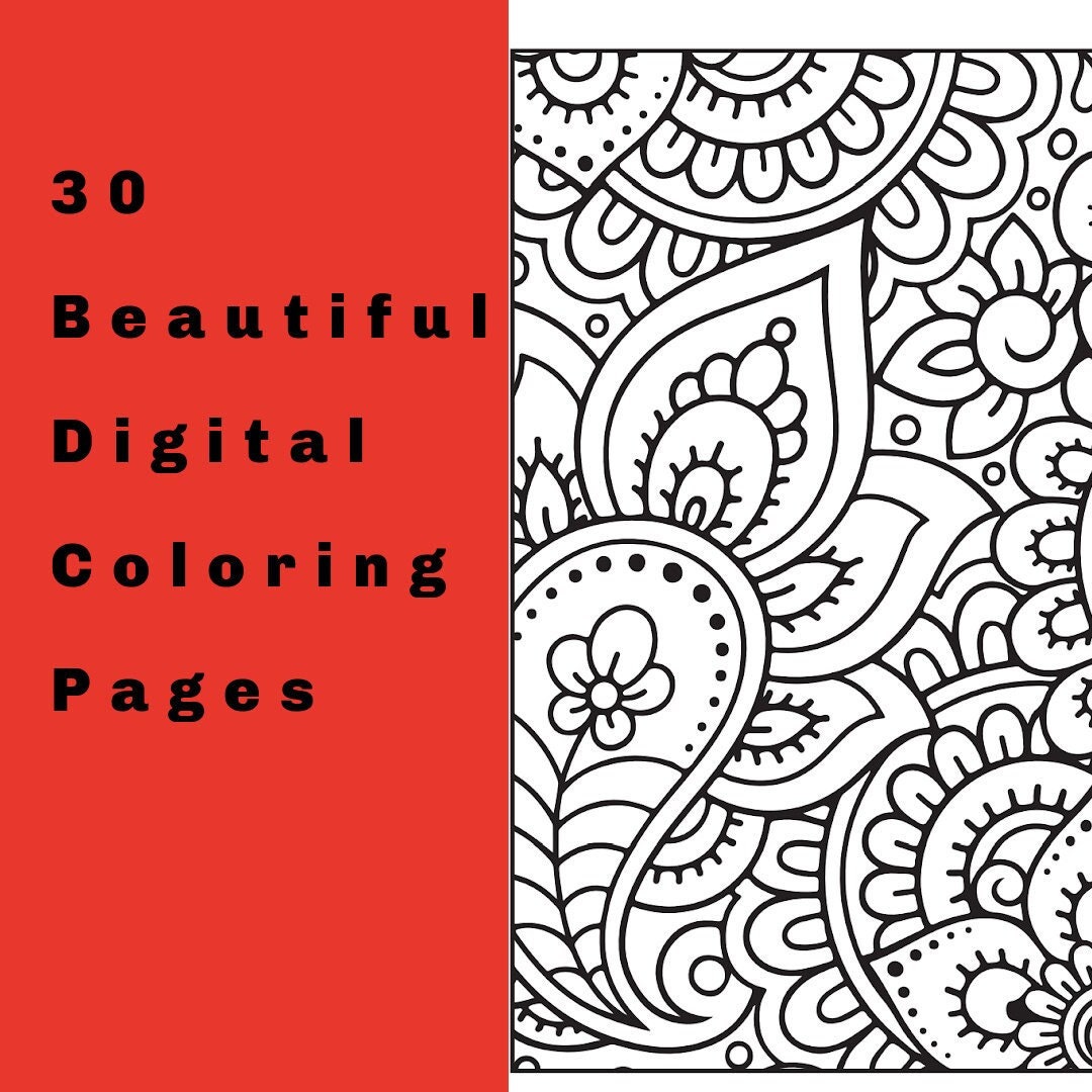 30 Printable Beautiful Coloring Pages - Etsy