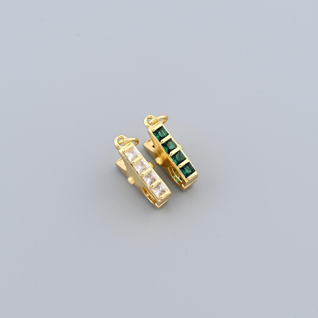Secure Square Stone Clasp in 18K Gold Filled With Side Button Lock for ...