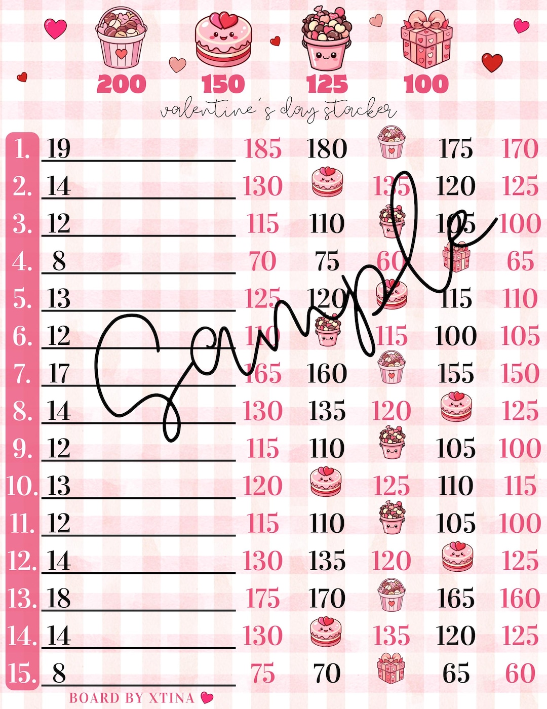 200 Valentine's Day Stacker Bingo Board - Etsy