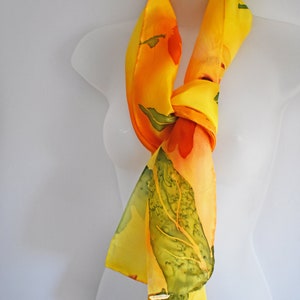 Colorful Yellow Silk Scarf Hand-painted, Long, Spring, Gift - Etsy