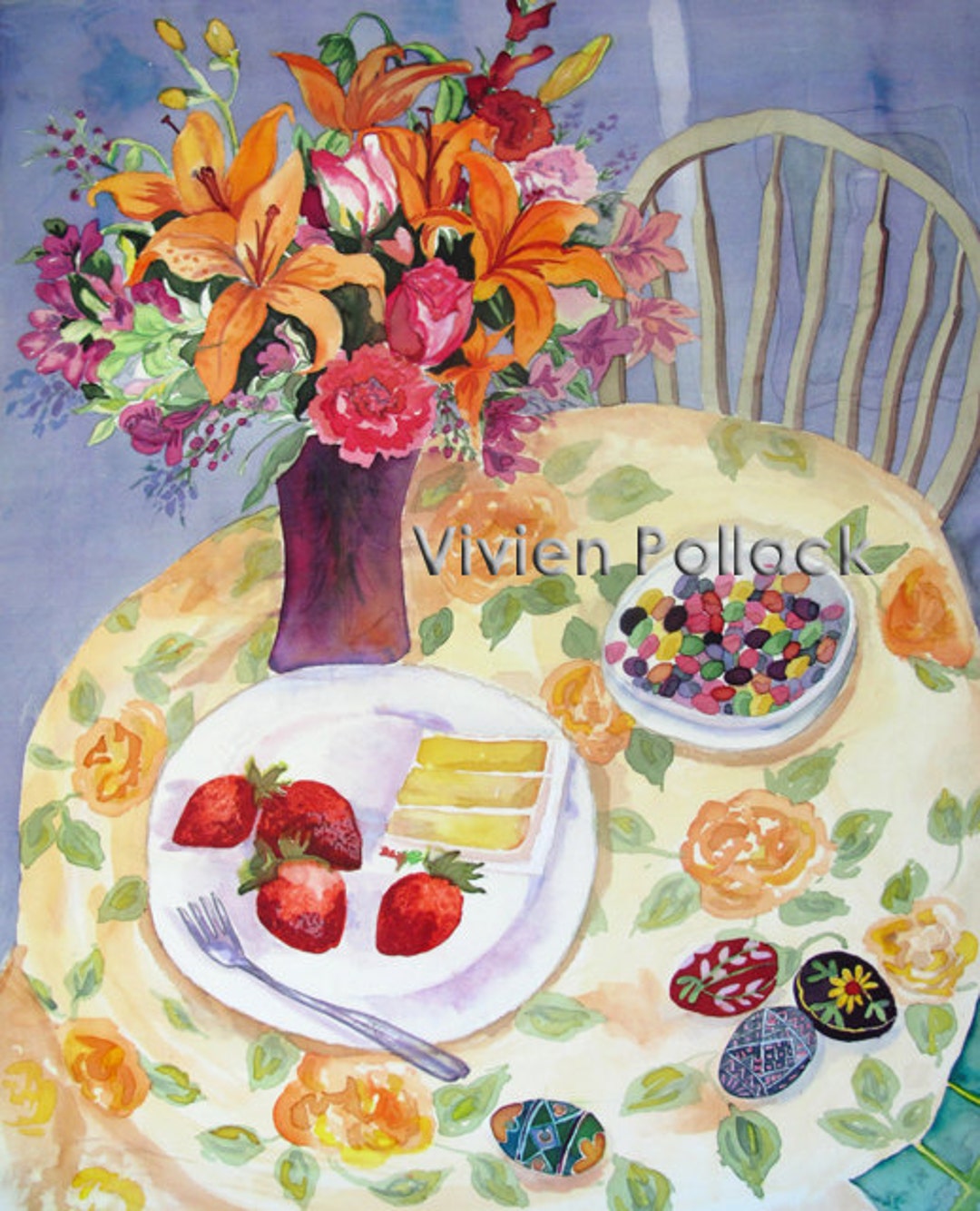 Print of Silk Painting "sweet Spring" 8x10 With 11 X 14 in Mat, Ready ...