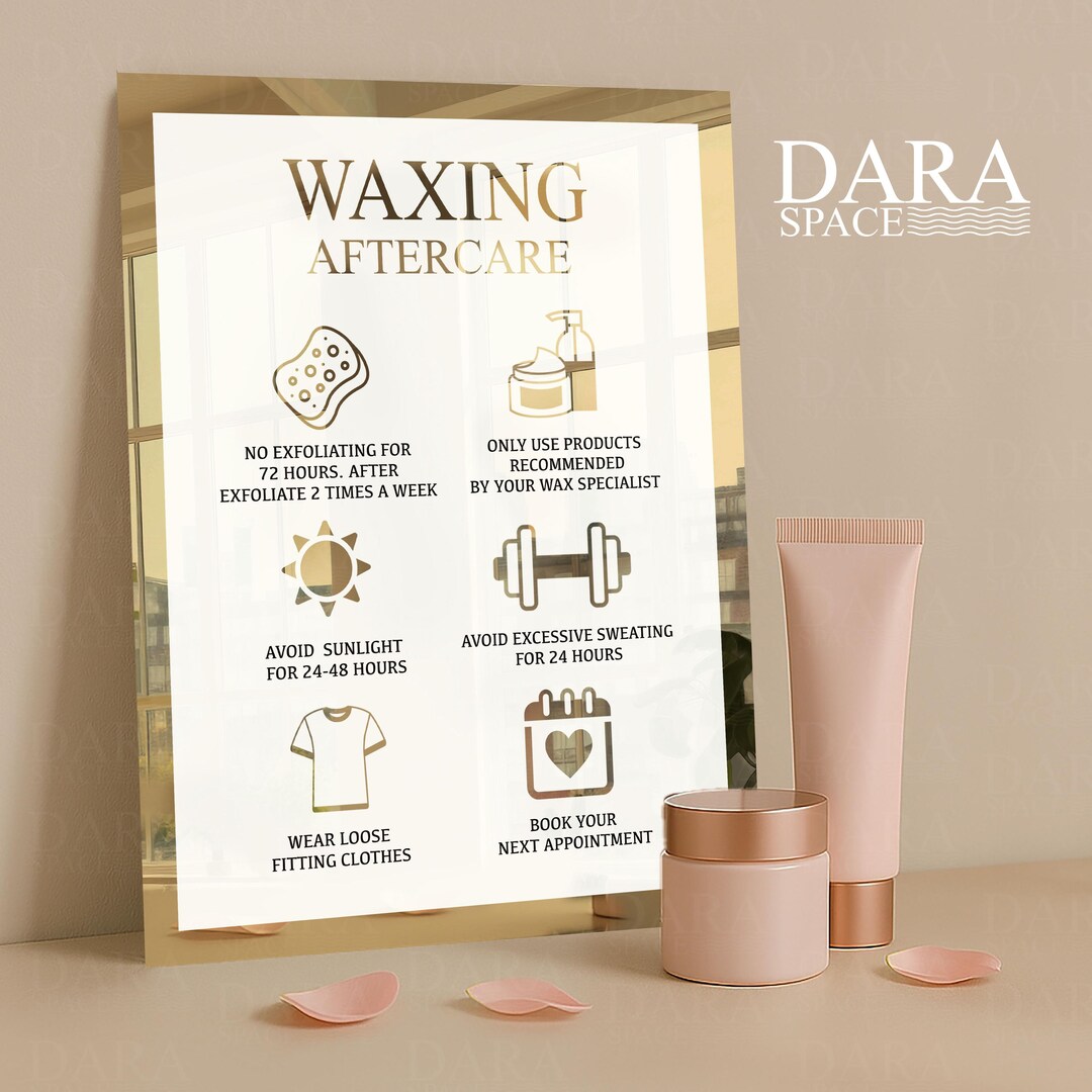 Waxing Aftercare Sign – Gold Mirror Acrylic – Elegant Salon Display for ...