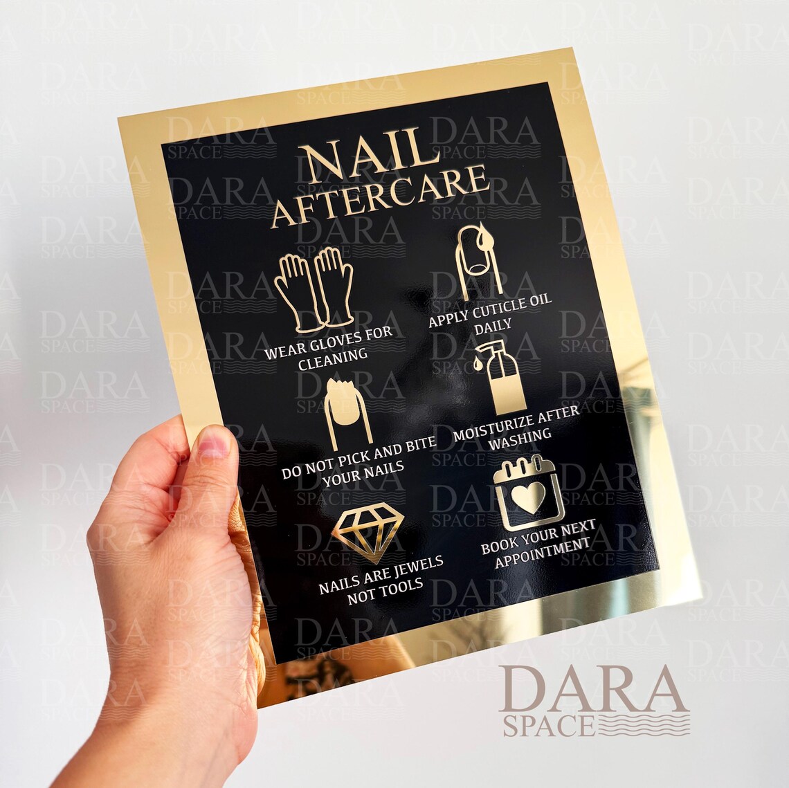 Nail Afteecare Sign, Nail Shapes Sign, Nail Salon Decor, Gold Nail Sign ...