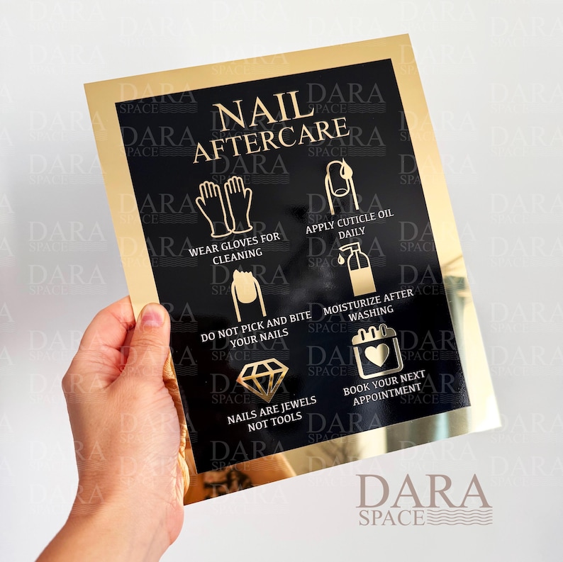 Nail Aftercare Sign, Nail Salon Decor, Blue Nail Art, Nail Shapes Sign ...