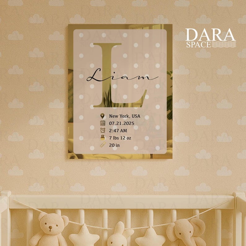 Custom Baby Name Acrylic Mirror Sign – Newborn Birth Stats Plaque ...