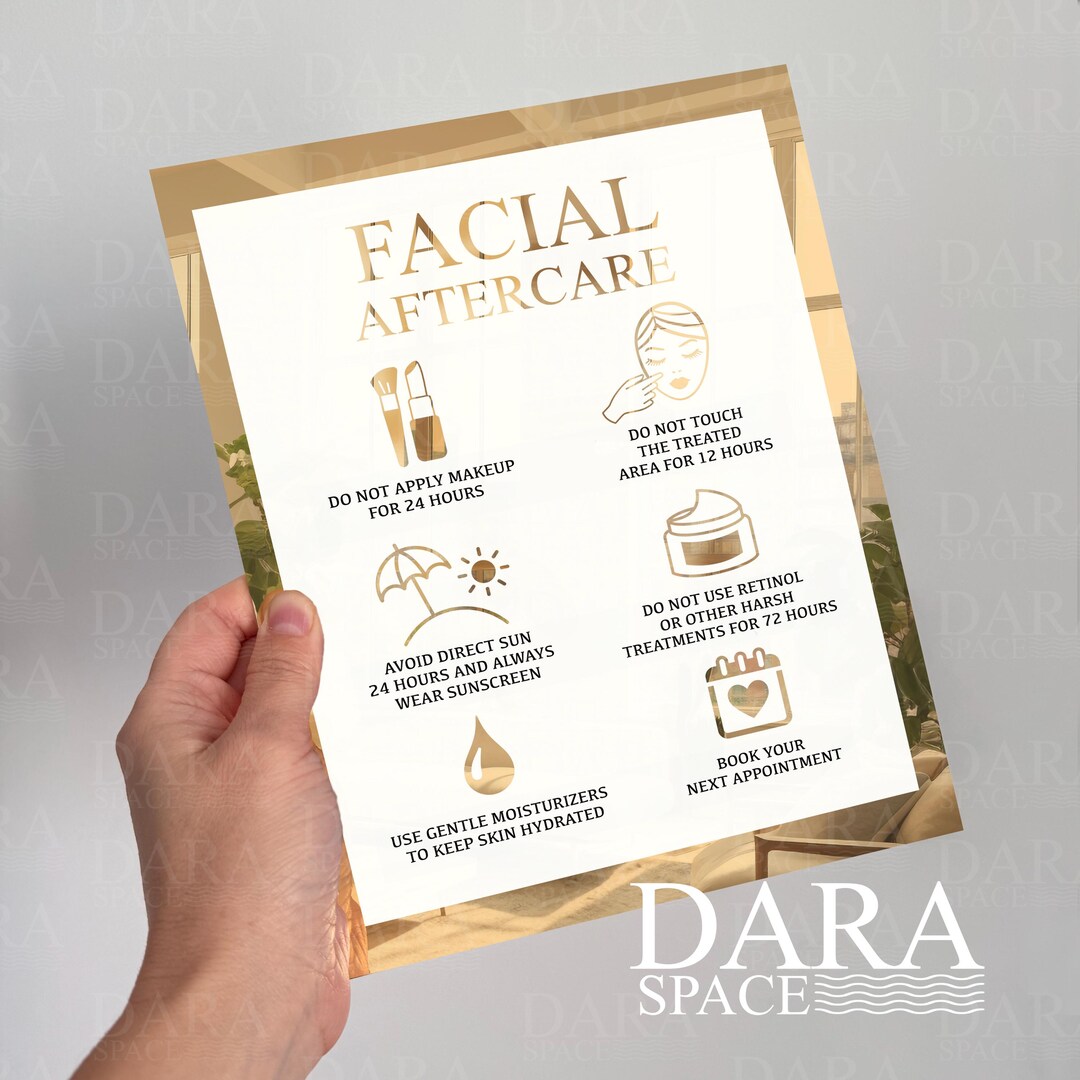 Facial Aftercare Sign , Beauty Clinic Decor, Beauty Poster, Beauty ...