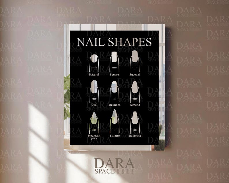 Nail Shapes Guide, Nail Salon Decor, Manicure Art - Etsy
