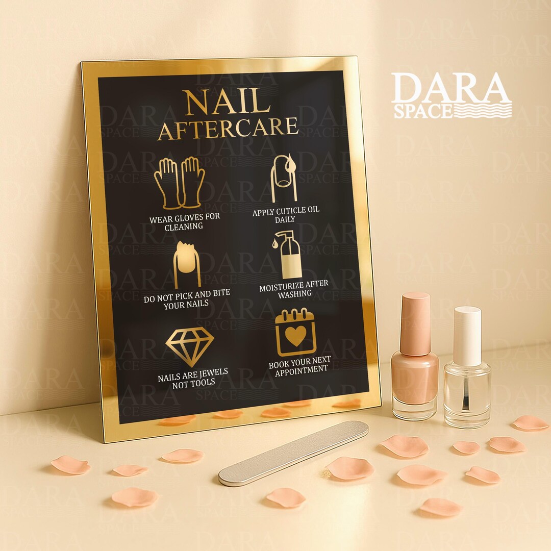 Gold Mirror Nail Aftercare Salon Sign: Beauty Room Decor - Etsy