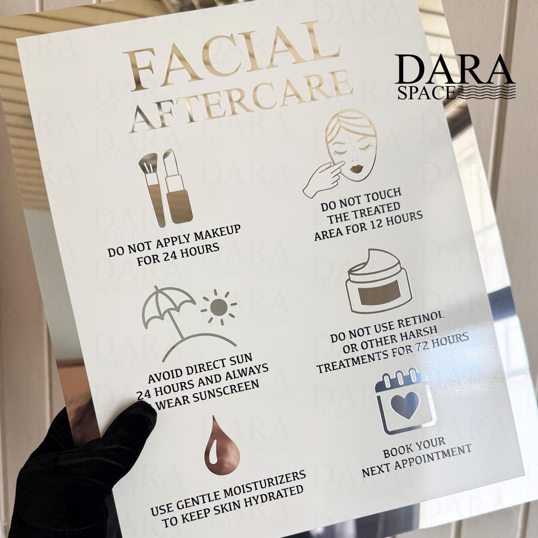 Facial Aftercare Sign, Skincare Sign, Beauty Salon Decor, Facial ...