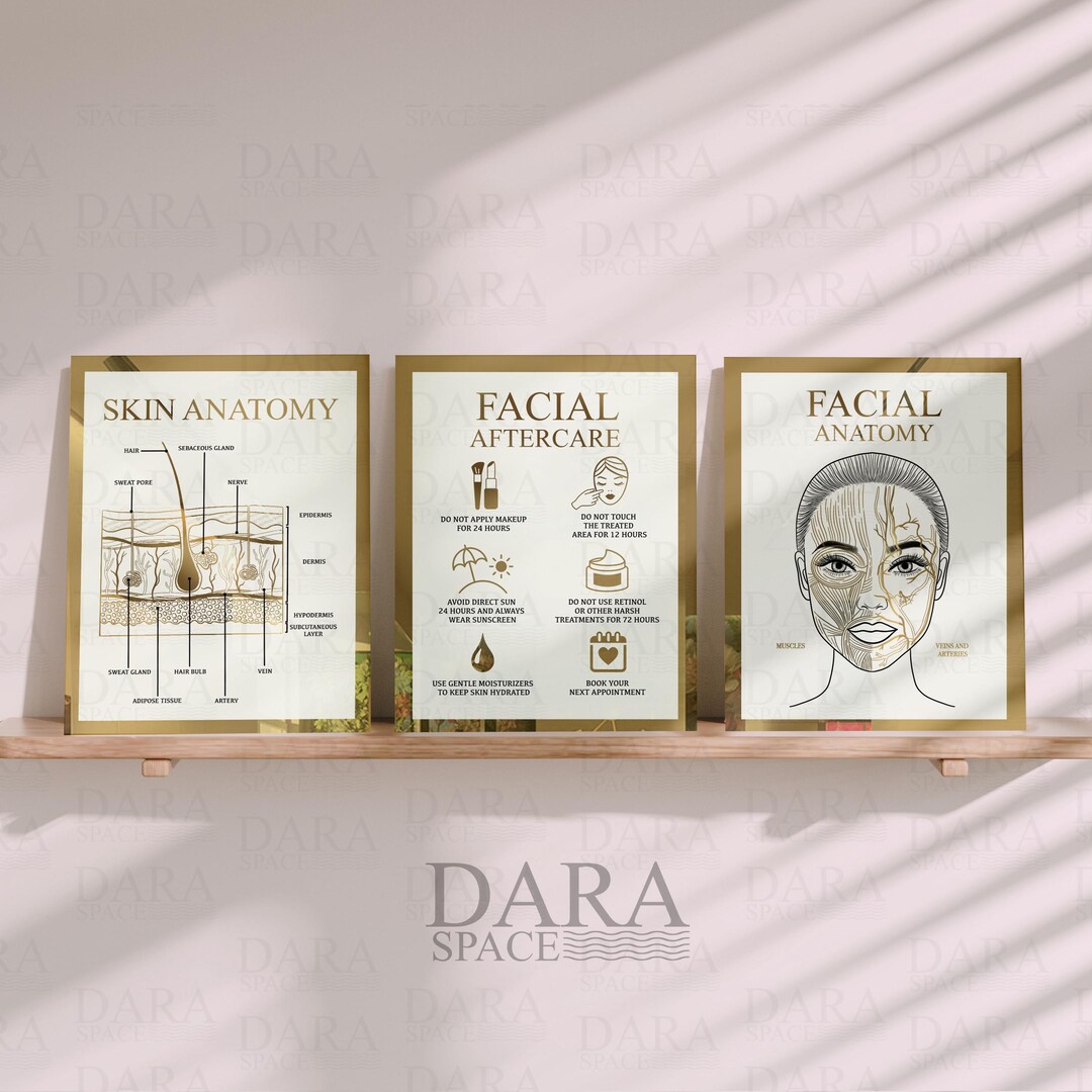Medspa Decor Set, Face & Skin Anatomy, Facial Aftercare Signs - Etsy