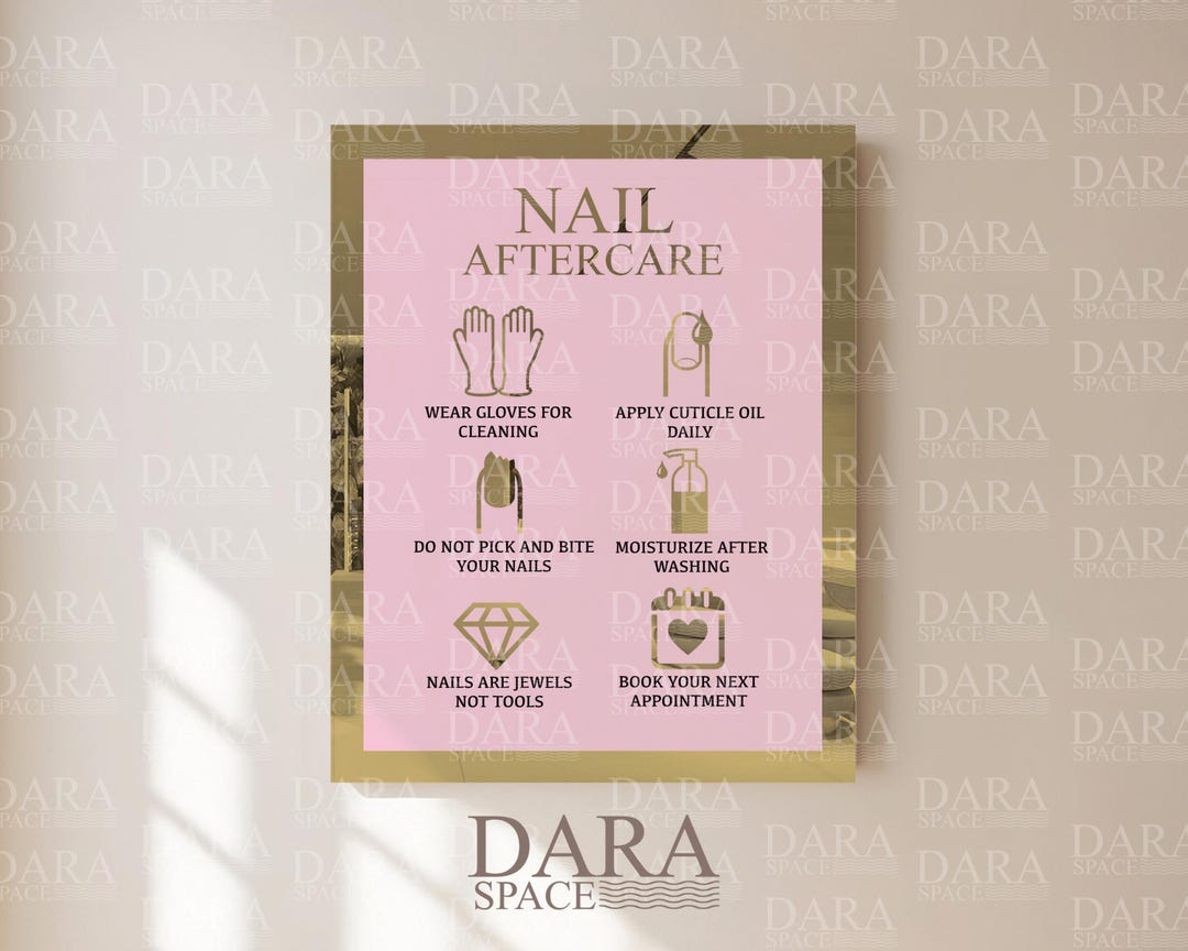 Nail Aftercare Sign, Nail Salon Decor, Nail Wall Decor, Nail Tech Art ...