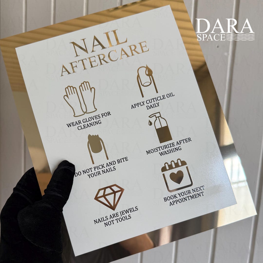 Nail Salon Decor, Nail Aftercare Sign, Gold Nail Sign, Nail Room Decor ...