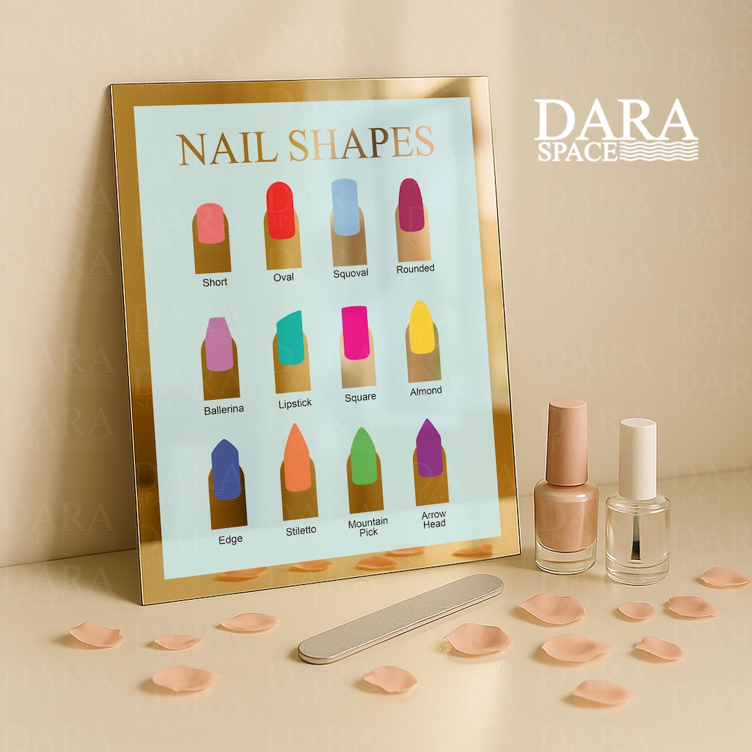 Nail Shapes Chart, Salon Wall Decor, Nail Tech Poster - Etsy