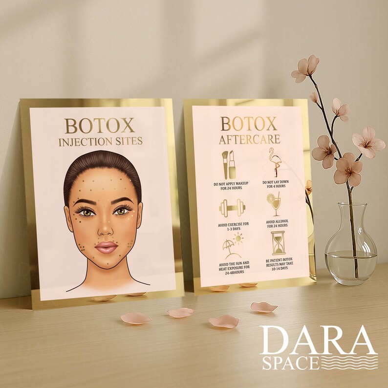 Gold Mirror Botox Aftercare & Injection Sites Sign Set: Medspa Decor - Etsy