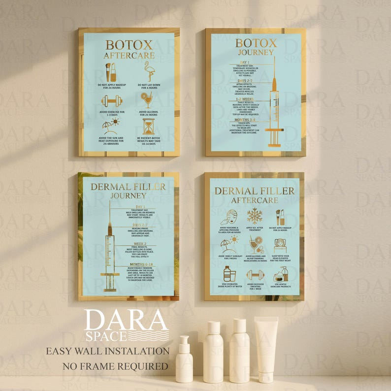 Botox & Filler Gold Mirror Acrylic Sign Set of 4 – Aftercare and ...