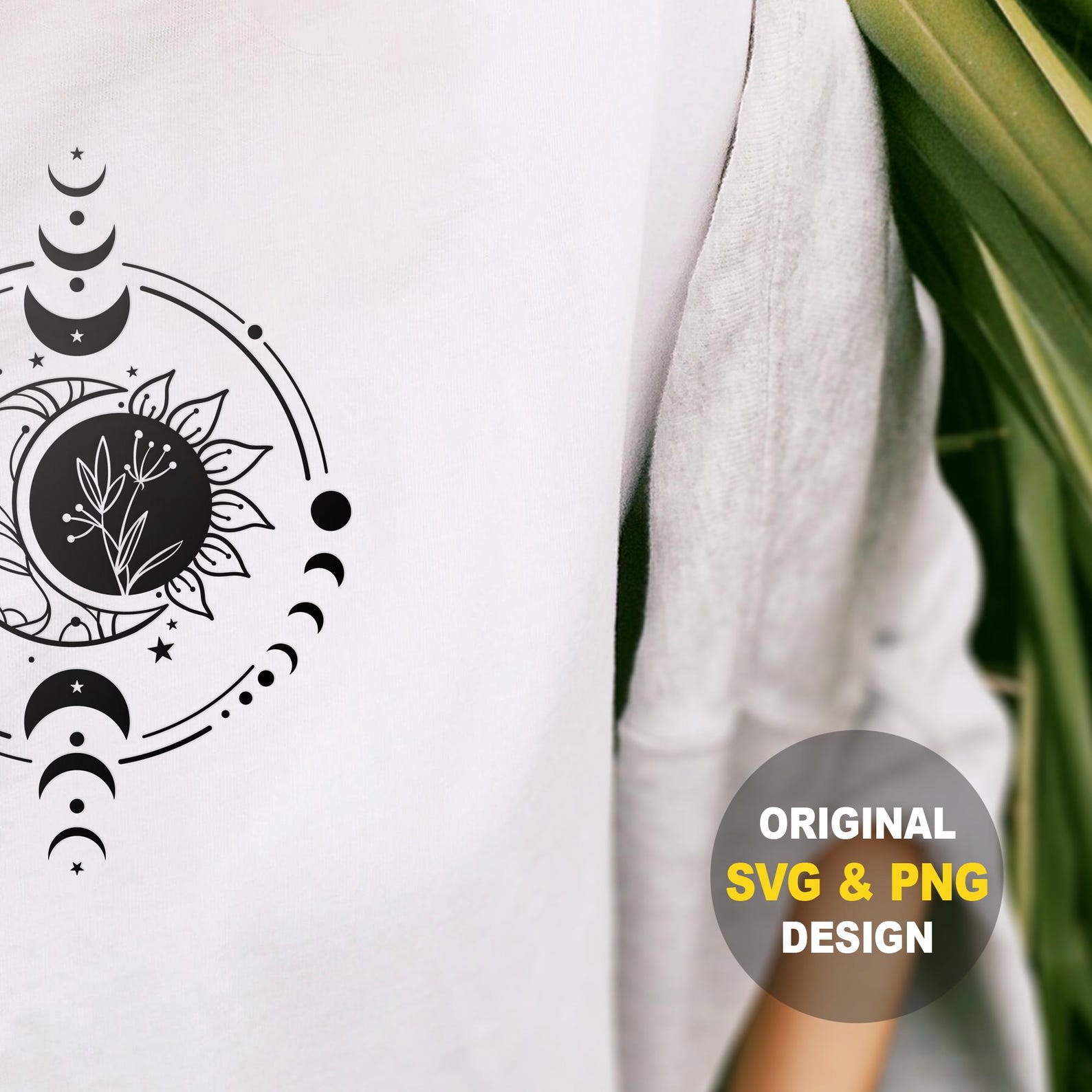 Sun and Moon SVG, Celestial Cut File, Boho Moon Phases PNG, Mystical ...