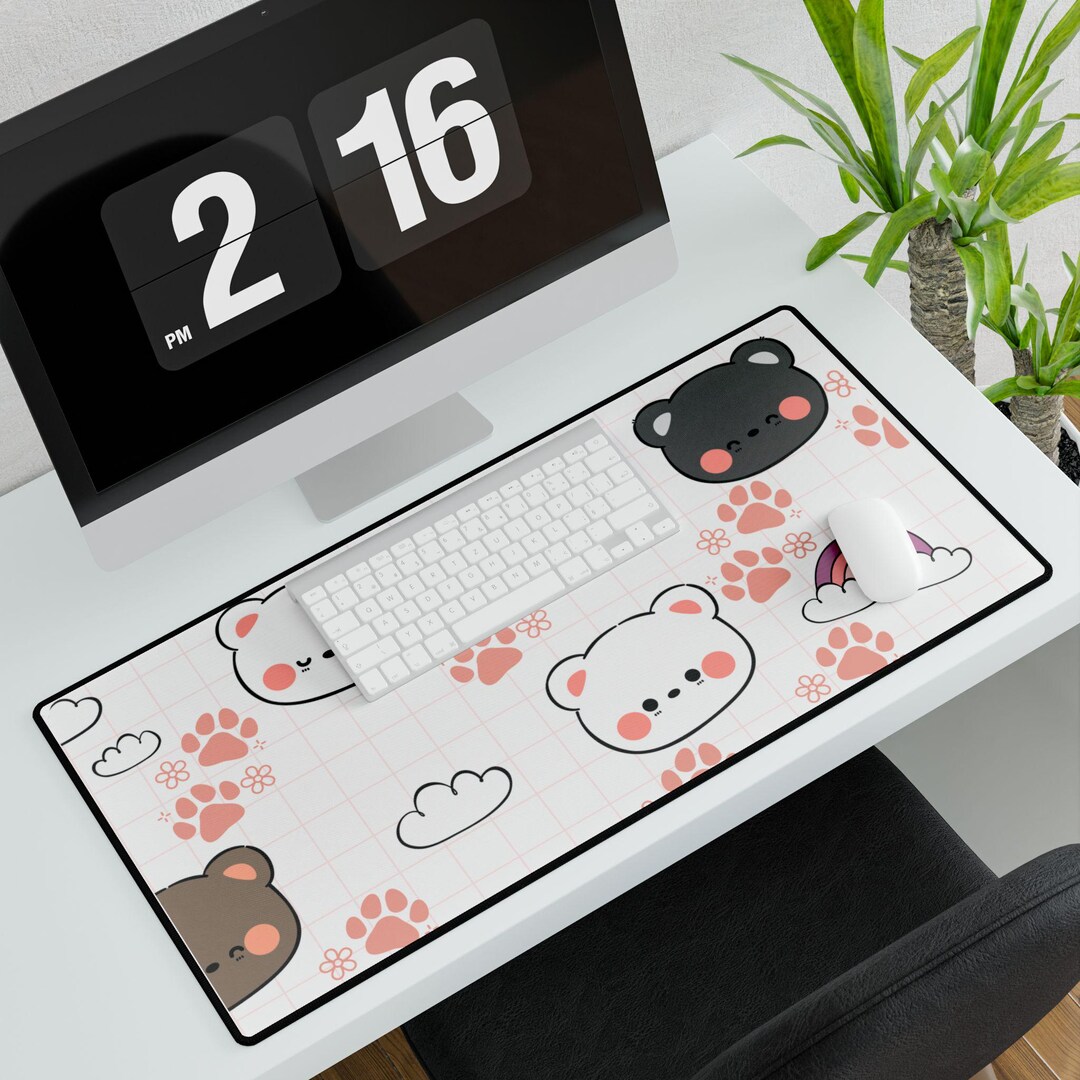 Cute Animal Desk Mat - Adorable Cartoon Bears for Home Office Decor ...