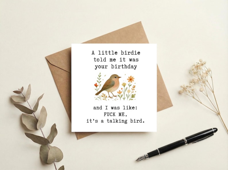 Funny Rude Birthday Card for Him or Her | Little Birdie Swear Word ...