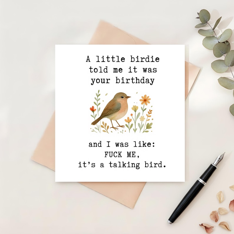 Funny Rude Birthday Card for Him or Her | Little Birdie Swear Word ...