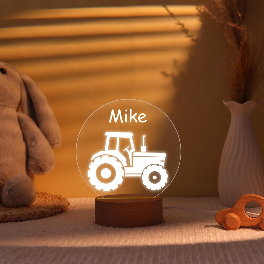 Personalized Tractor Night Light: Kids Nursery Decor, Digger Light - Etsy