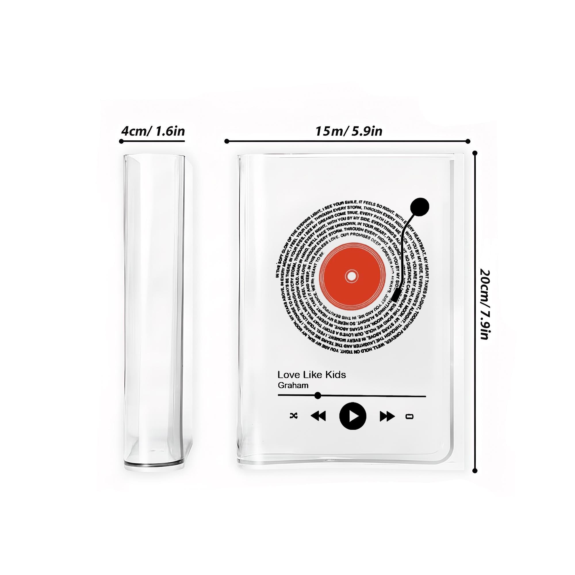 Personalized Music Player Acylic Book Vase, Custom Music, Love Like ...