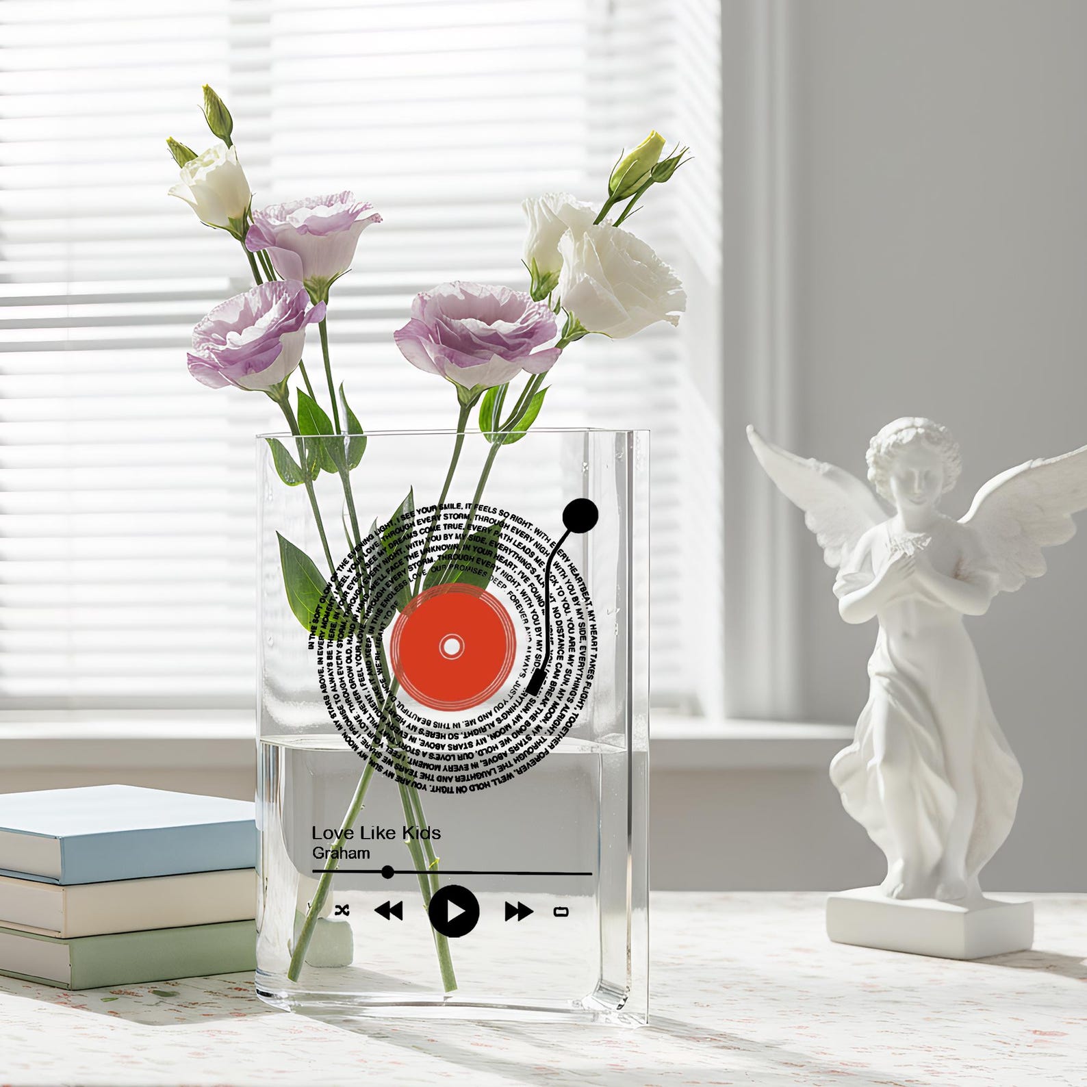 Personalized Music Player Acylic Book Vase, Custom Music, Love Like ...