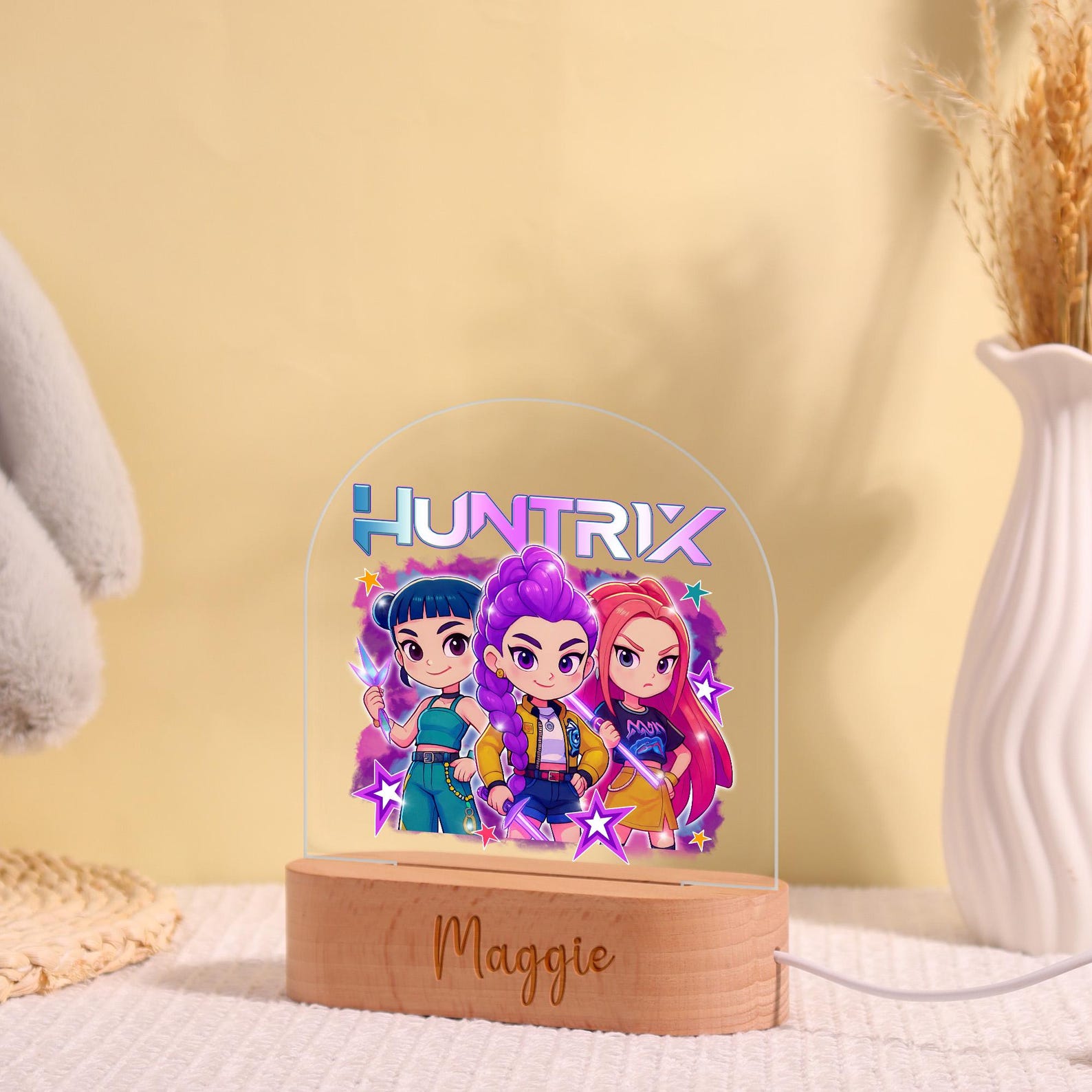 Personalised K-POP DEMON HUNTER Night Light – Custom Name Lamp, Teen ...