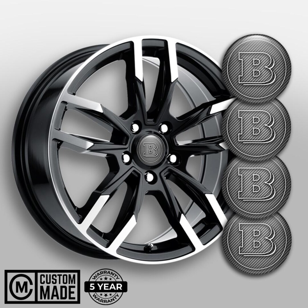 4x SET 3D Printed BRABUS Tuning Domed Center Hub Stickers Rim Wheel ...