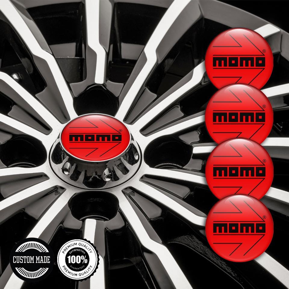 4x SET 3D Printed MOMO Center Hub Caps Domed Adhesive Sticker Sport ...