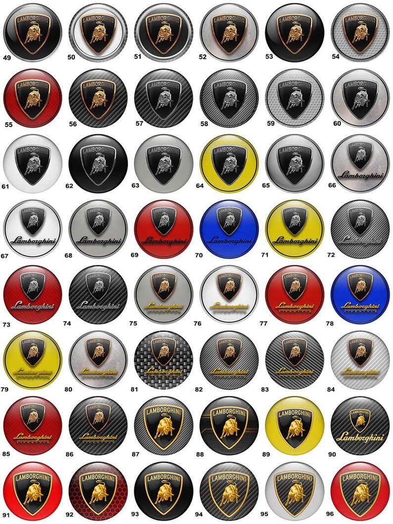 4x Lamborghini Wheel Center Caps: 3D Domed Stickers, Custom Auto ...